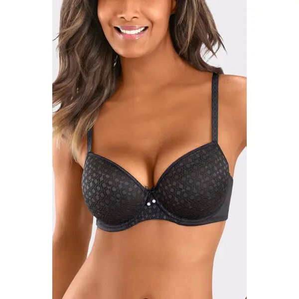 LASCANA Underwire Lace Detail T-shirt Bra - Black