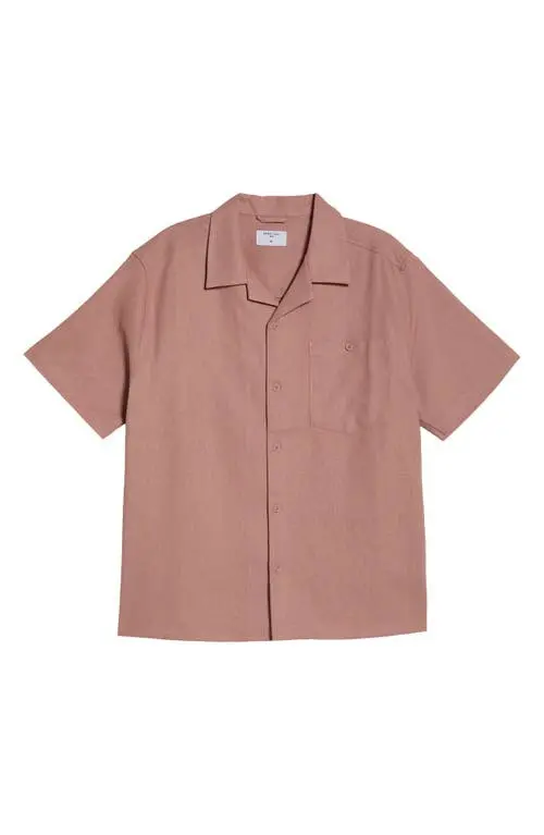 PERCIVAL Linen & Cotton Camp Shirt - Mauve