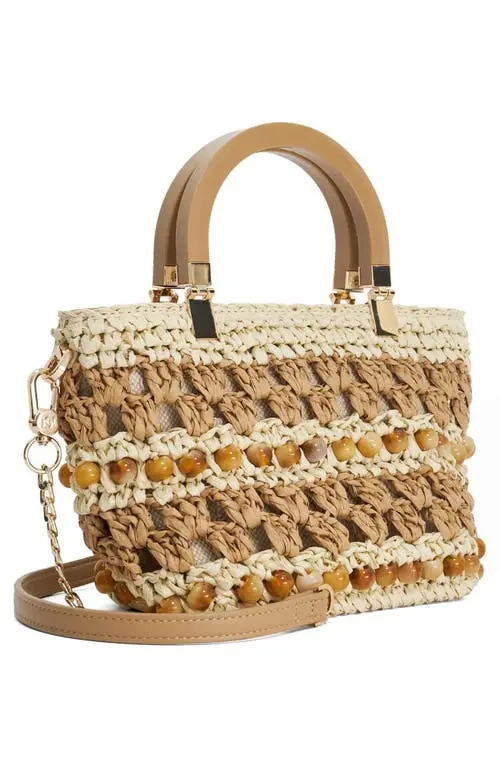 Dune London Dahlia Raffia Tote With Bead Detail