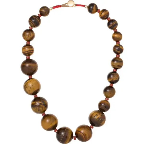 ROXANNE ASSOULIN The Very Big Bead Stone Necklace - Tigers Eye/lapis