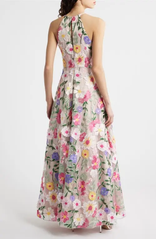 Eliza J Embroidered Sleeveless Gown - Blush Multi