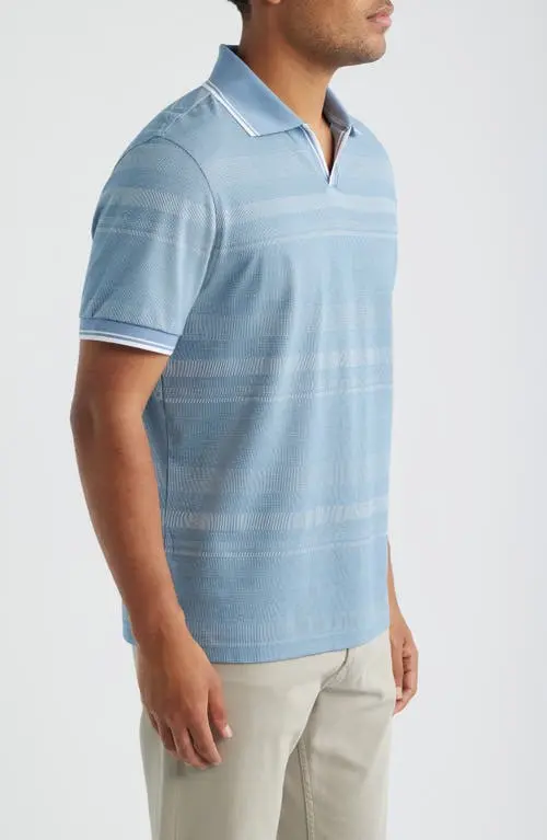 Bugatchi Textured Stripe Johnny Collar Polo - Peacock
