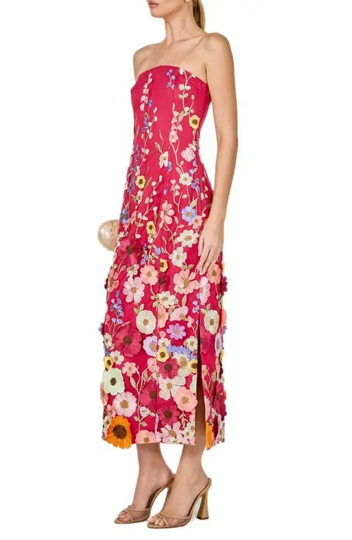Endless Rose Floral Embroidered Strapless Maxi Dress - Mulberry