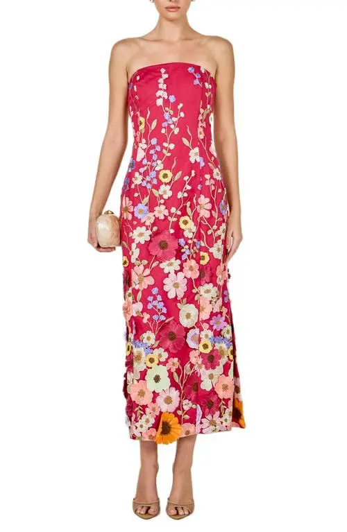 Endless Rose Floral Embroidered Strapless Maxi Dress - Mulberry