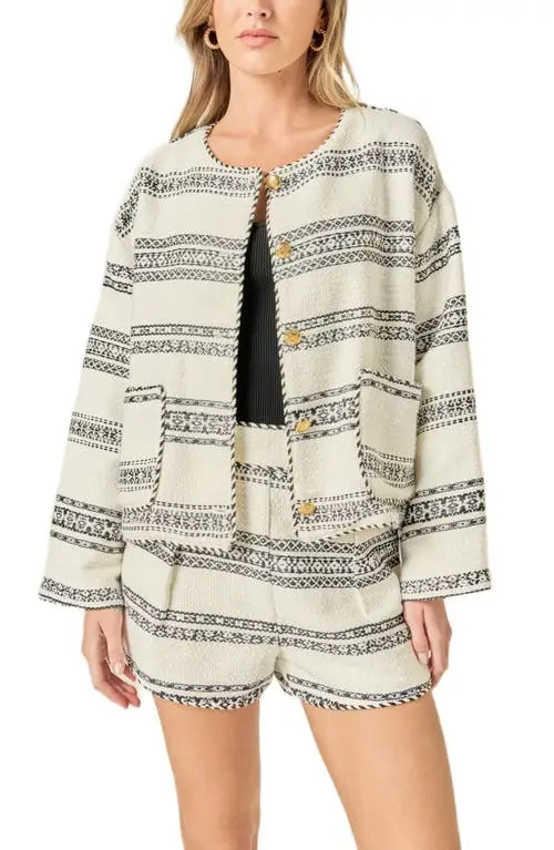 English Factory Stripe Tweed Cardigan