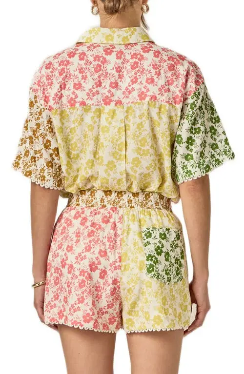 English Factory Colorblock Floral Print Shirt