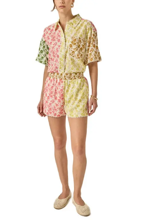 English Factory Colorblock Floral Print Shirt