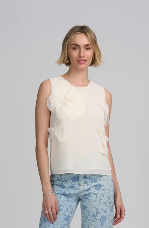 ELLE COLLECTION Floral Appliqué Shell - Blush