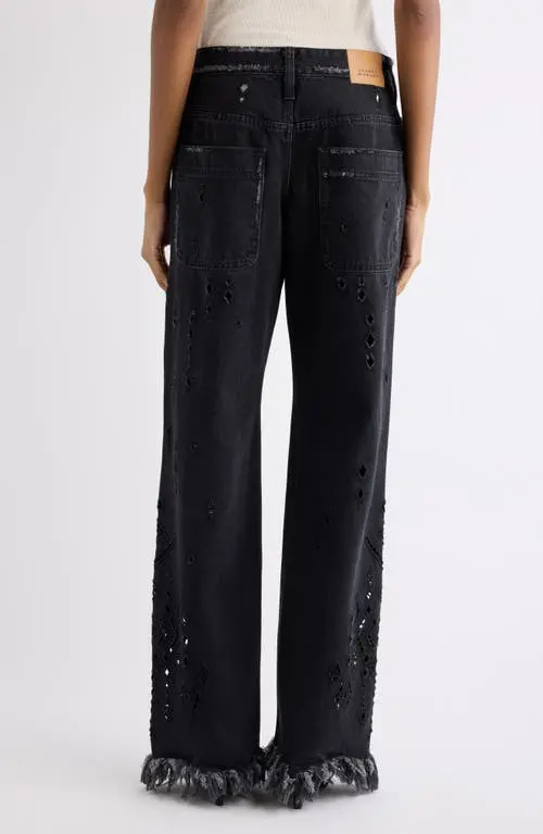 Isabel Marant Étoile Amia Fray Hem Broderie Anglaise Flare Leg Jeans
