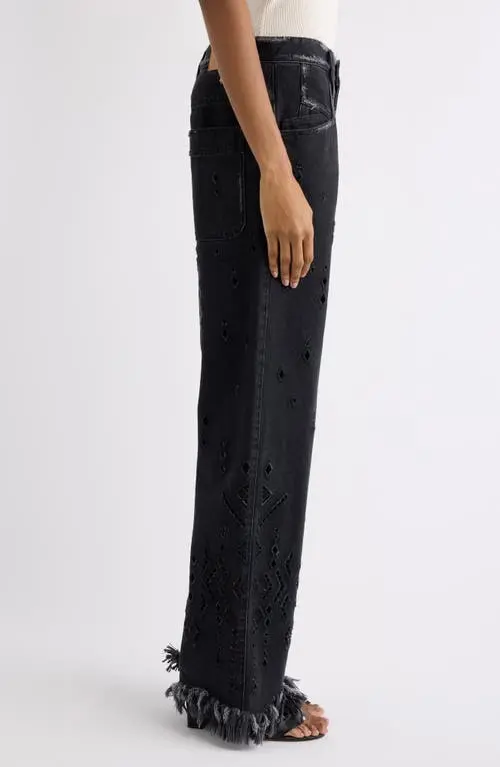 Isabel Marant Étoile Amia Fray Hem Broderie Anglaise Flare Leg Jeans