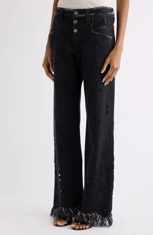 Isabel Marant Étoile Amia Fray Hem Broderie Anglaise Flare Leg Jeans