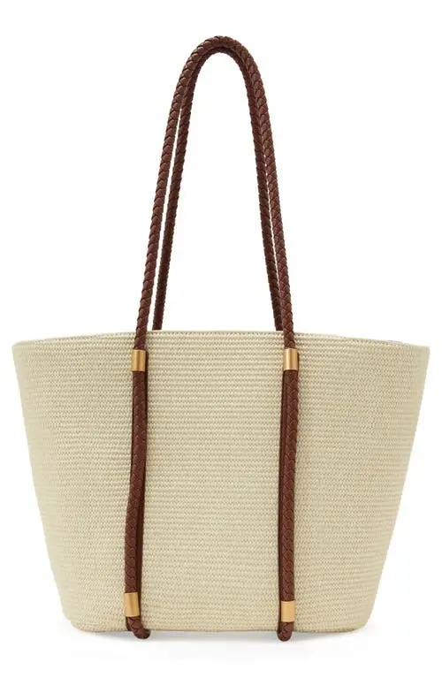 REISS Rae Embroidered Straw Tote