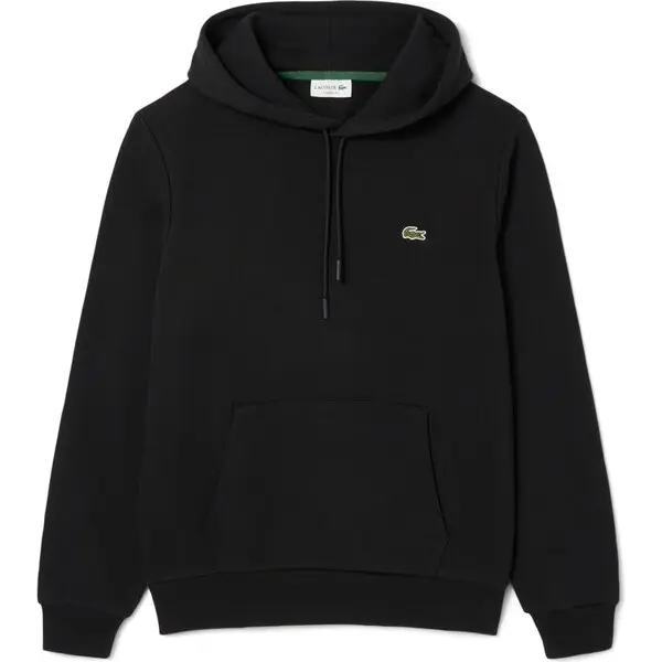 Lacoste Cotton Fleece Pullover Hoodie - Black