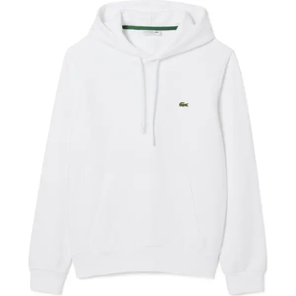 Lacoste Cotton Fleece Pullover Hoodie - White
