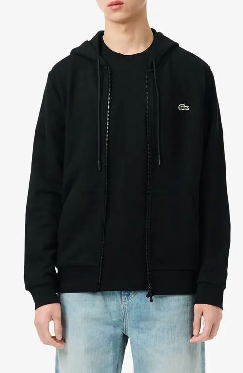 Lacoste Cotton Fleece Zip Hoodie - Black
