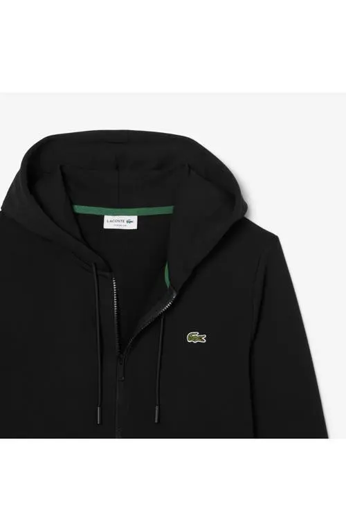 Lacoste Cotton Fleece Zip Hoodie - Black