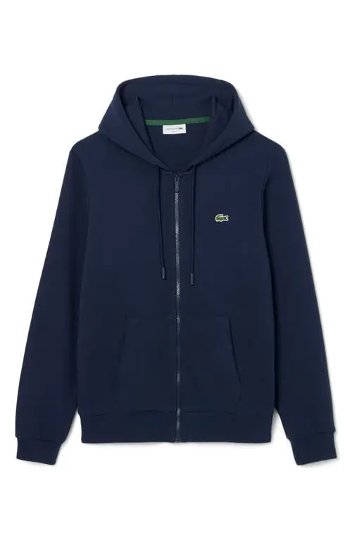 Lacoste Cotton Fleece Zip Hoodie - Navy Blue