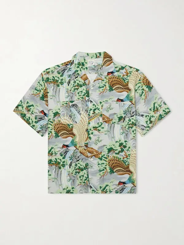 ORSLOW Camp-collar Printed Voile Shirt