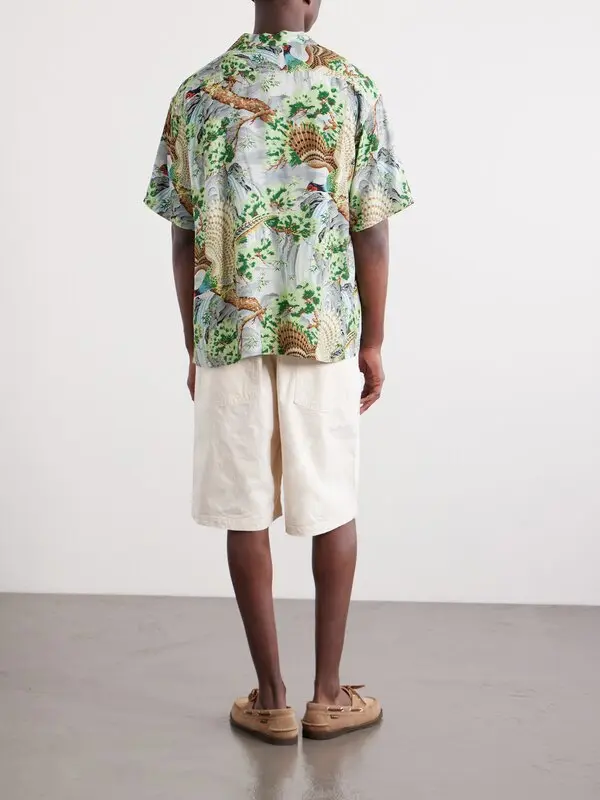 ORSLOW Camp-collar Printed Voile Shirt