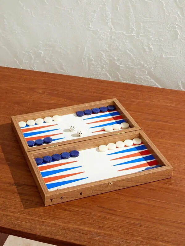 THE CONRAN SHOP Milos Wood And Leather Travel Backgammon Set