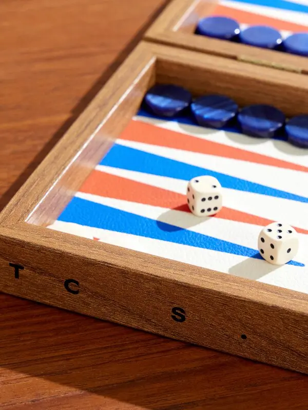 THE CONRAN SHOP Milos Wood And Leather Travel Backgammon Set