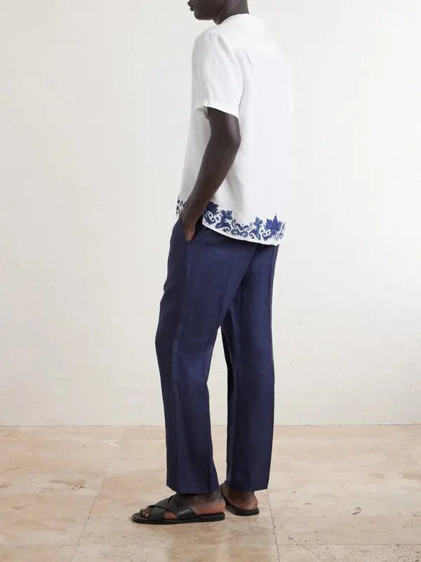 Orlebar Brown Maitan Mirabello Camp-collar Printed Linen Shirt - White