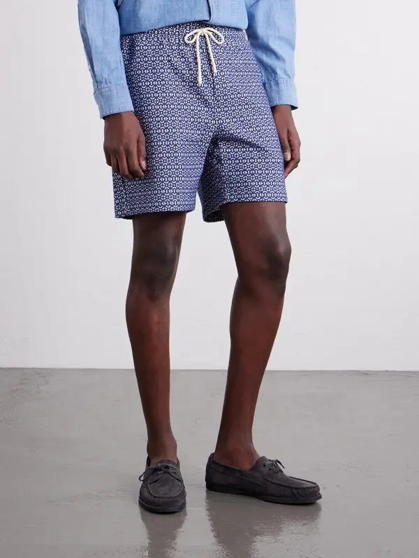 Portuguese Flannel Abstract Tile Straight-leg Cotton Shorts