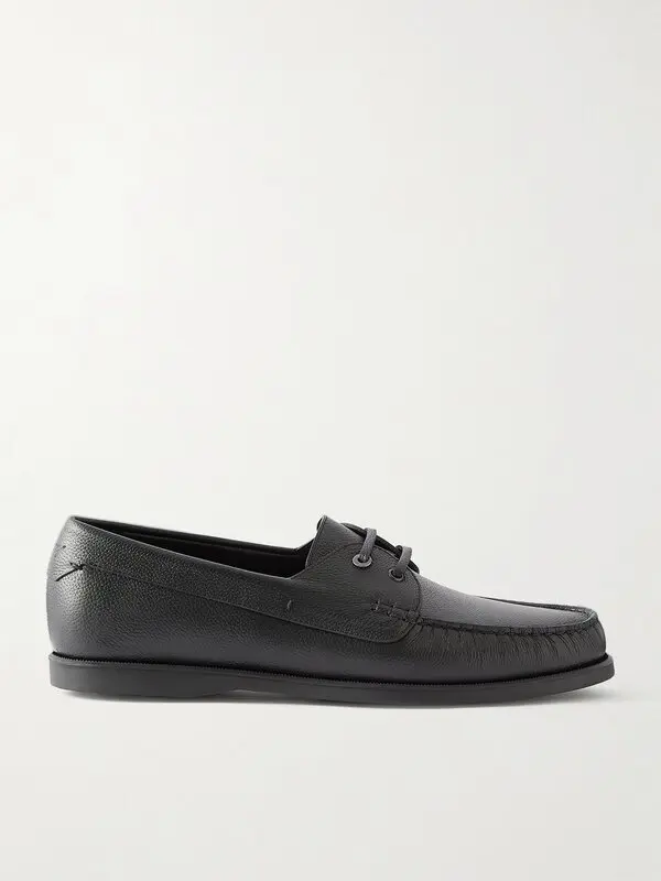 Brioni Leather Boat Shoes - Black