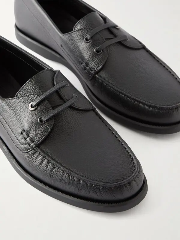 Brioni Leather Boat Shoes - Black