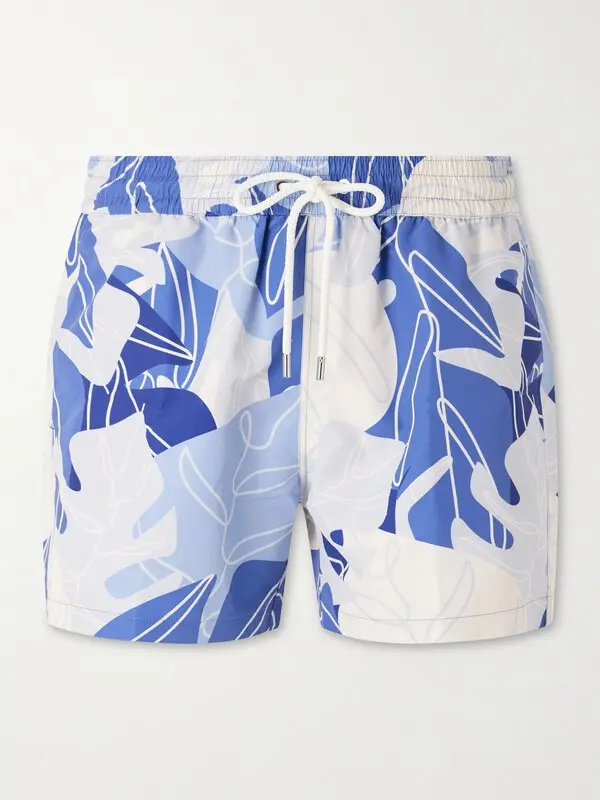 Frescobol Carioca Straight-leg Mid-length Printed Swim Shorts - Blue