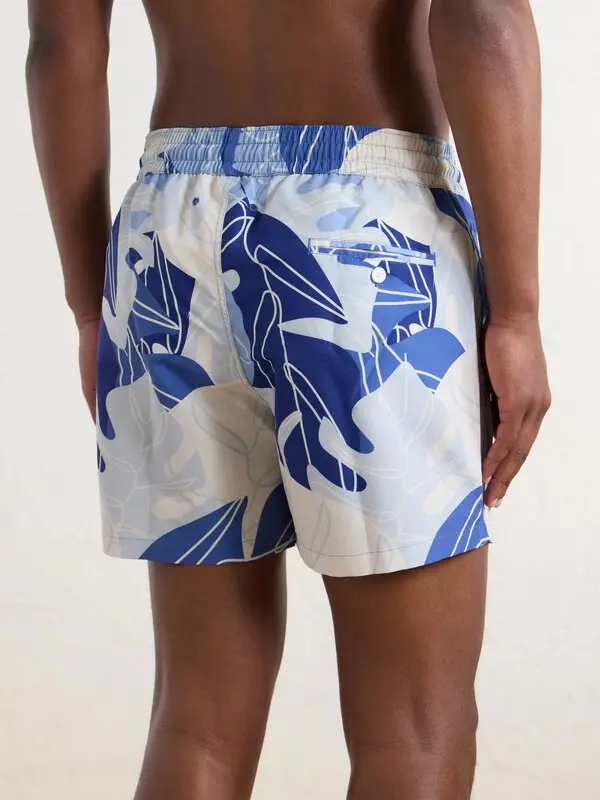 Frescobol Carioca Straight-leg Mid-length Printed Swim Shorts - Blue