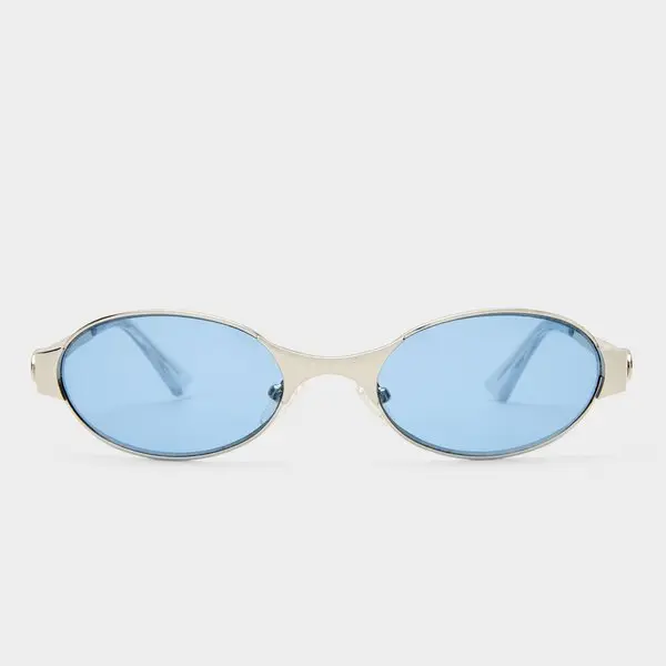 Le Specs Frostbite Oval Sunglasses - Silver Blue