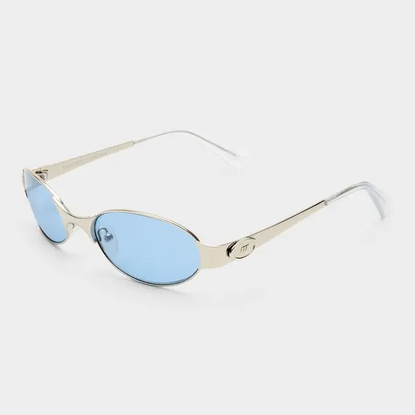 Le Specs Frostbite Oval Sunglasses - Silver Blue
