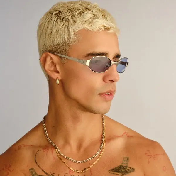 Le Specs Frostbite Oval Sunglasses - Silver Blue