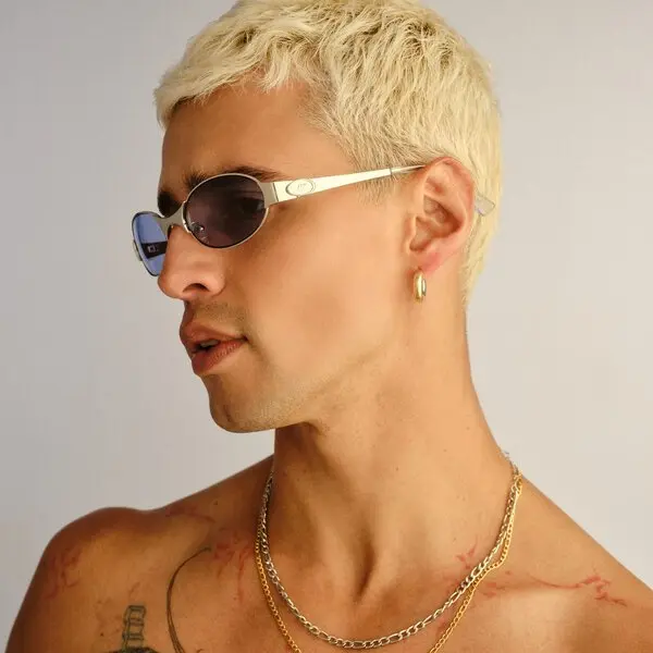 Le Specs Frostbite Oval Sunglasses - Silver Blue