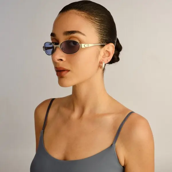 Le Specs Frostbite Oval Sunglasses - Silver Blue