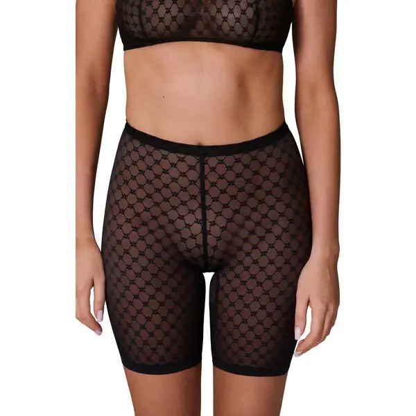 Simone Perele Plume Embroidered Shaping Shorts - Black