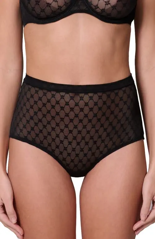 Simone Perele Plume Embroidered Shaping Briefs - Black