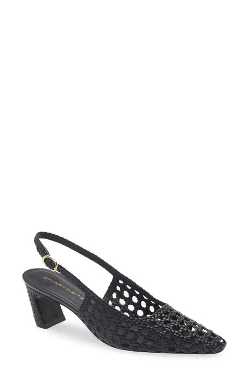 STUART WEITZMAN Stassi Woven Slingback Pump - Black