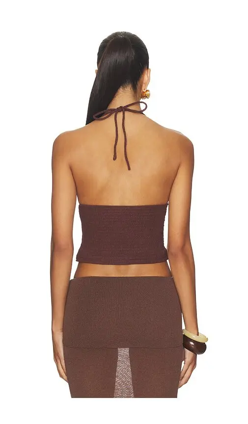 TIGER MIST Textured Halter Top With Embellished Bust