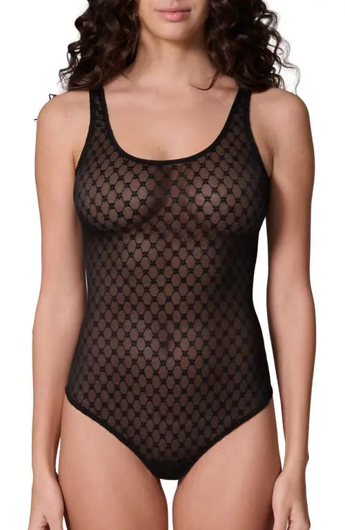 Simone Perele Plume Embroidered Bodysuit - Black