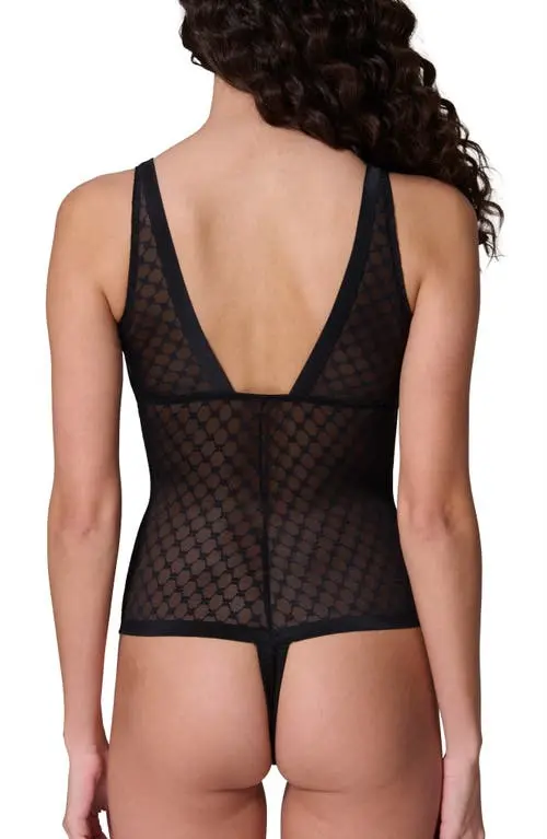 Simone Perele Plume Embroidered Bodysuit - Black