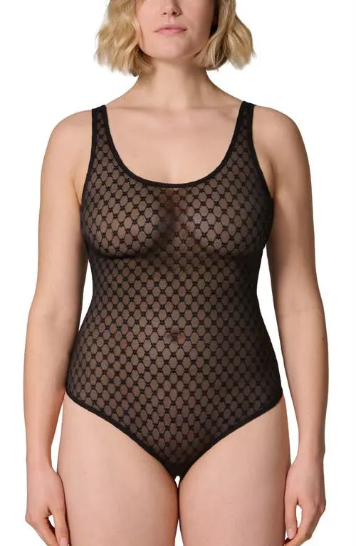 Simone Perele Plume Embroidered Bodysuit - Black