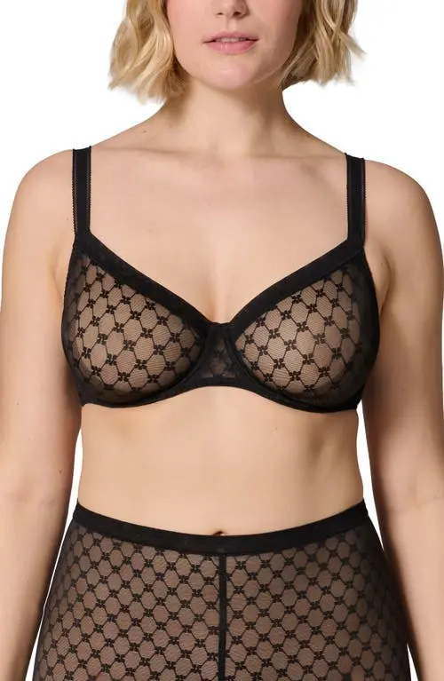 Simone Perele Plume Embroidered Molded Underwire Bra - Black