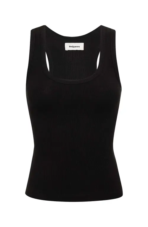 THIRTY YEARS Demi Ribbed Tank - Black