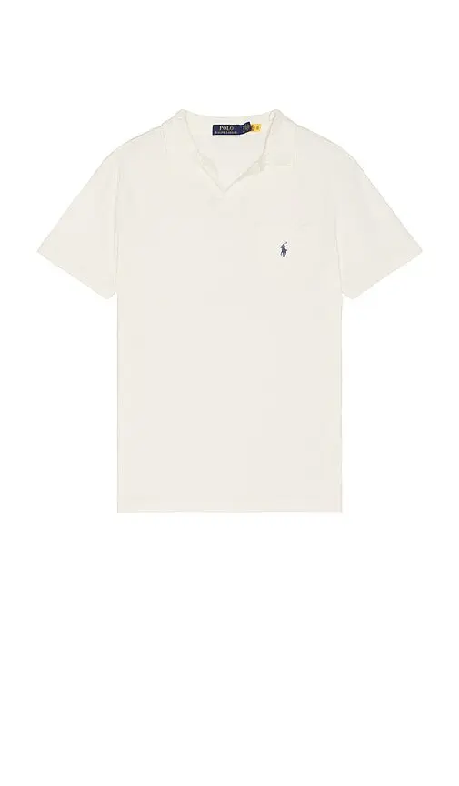 Polo Ralph Lauren Standard Fit Cotton Linen Polo Shirt In Cream - Nevis