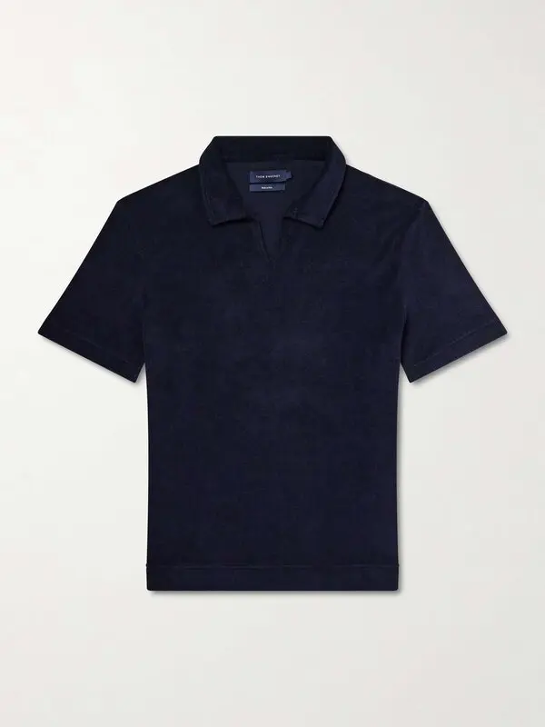 Thom Sweeney Terry-cotton Polo Shirt - Blue