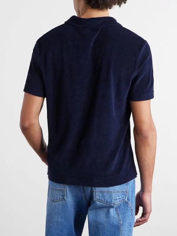 Thom Sweeney Terry-cotton Polo Shirt - Blue
