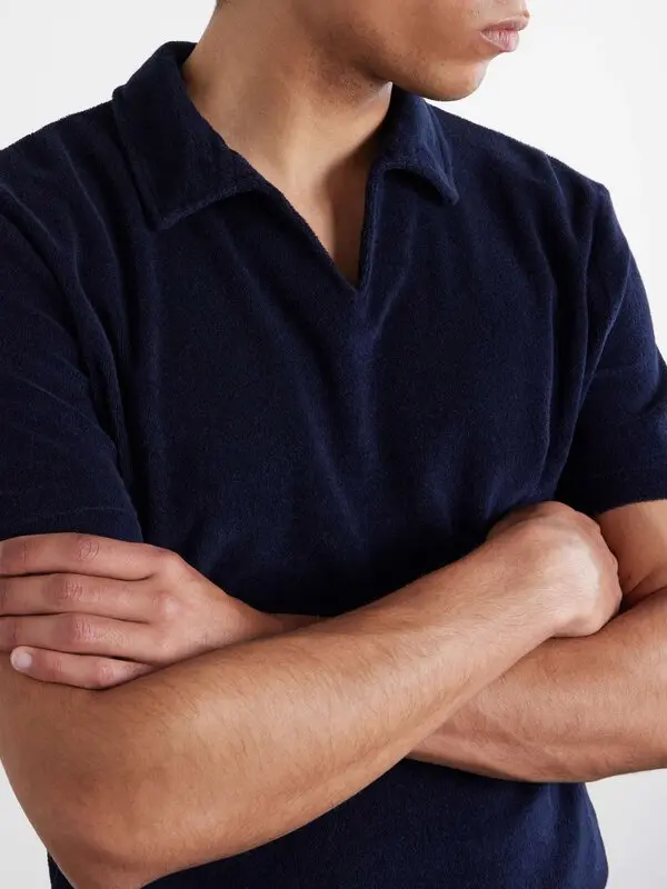 Thom Sweeney Terry-cotton Polo Shirt - Blue