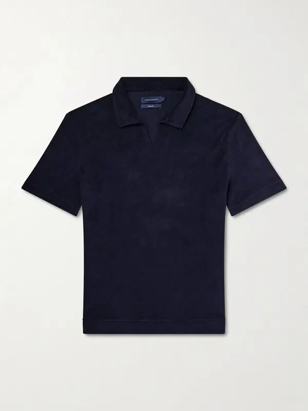 Thom Sweeney Terry-cotton Polo Shirt - Blue